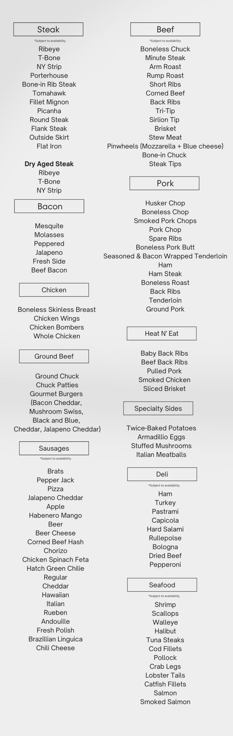 Retail Products - Blair Meat Market